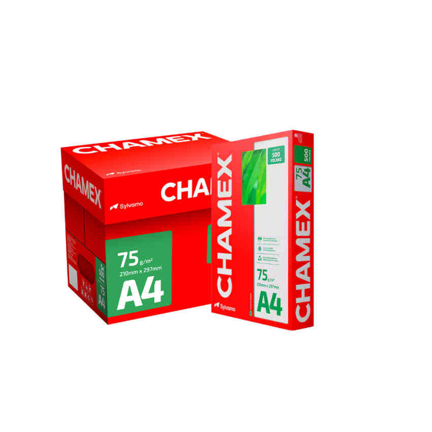Caixa papel Chamex A4 75g 5 resmas - 2.500 folhas